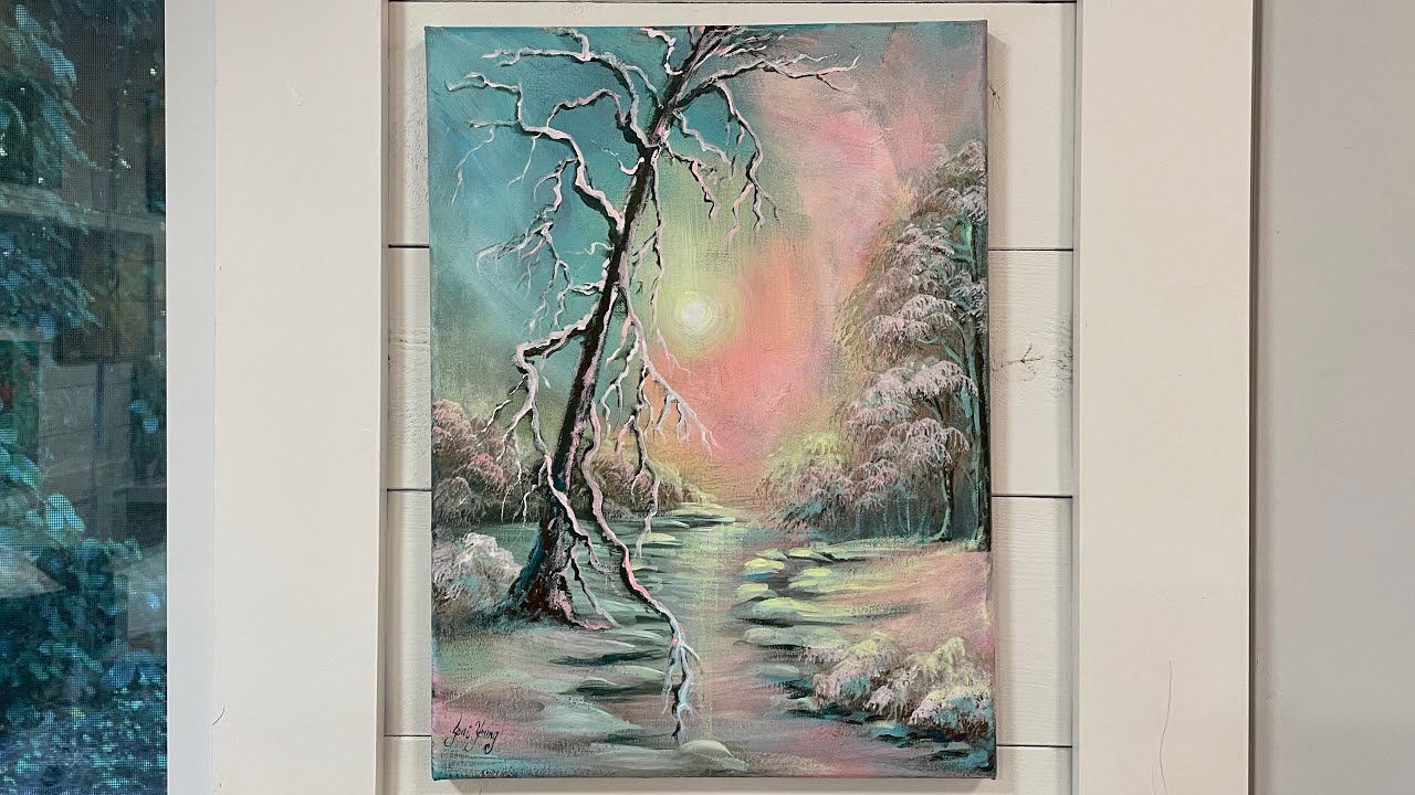 How To Paint “Winter In The Woodlands” acrylic painting tutorial - YouTube