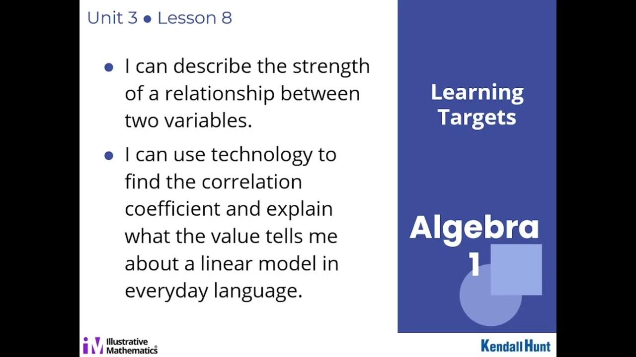 Algebra 1 Unit 3 Lesson 8 Using the Correlation Coefficient - YouTube