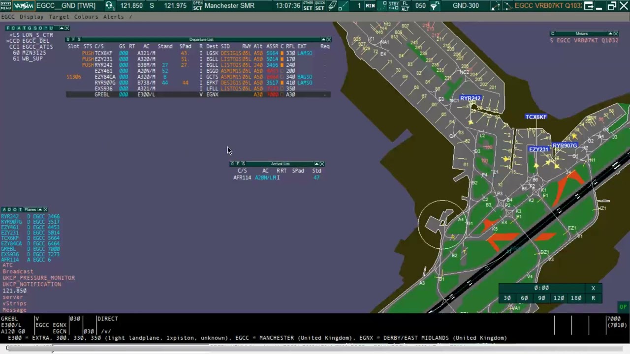 Manchester Ground Euroscope Vatsim Air Traffic Control - YouTube