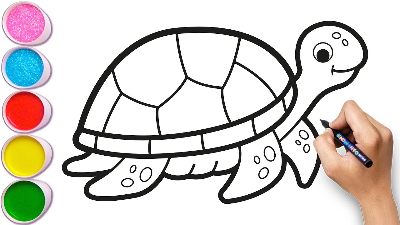 How to Draw a Turtle for Kids and Toddlers | Drawing, Painting and ...