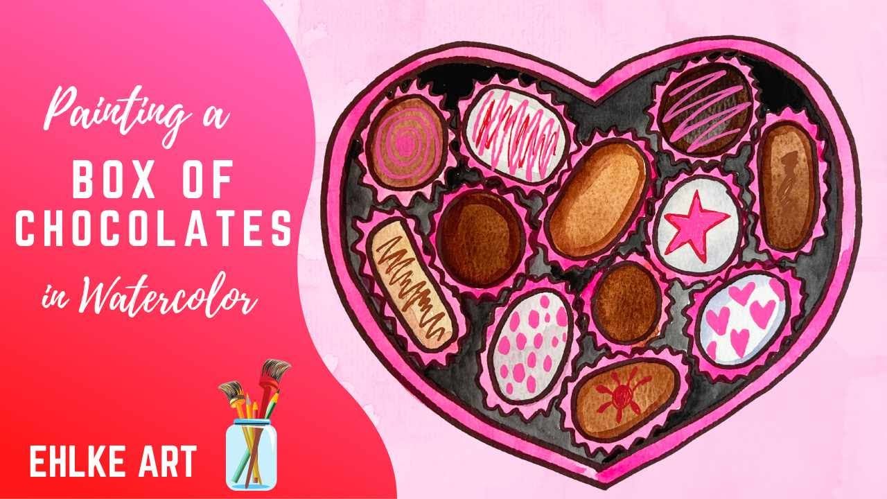 Box of CHOCOLATES in Watercolor - YouTube