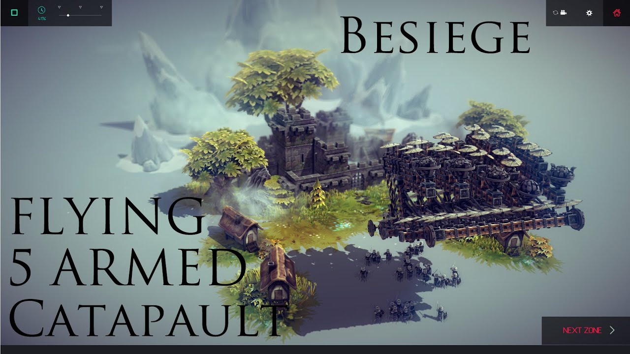 Besiege - FLYING 5 armed catapult - YouTube