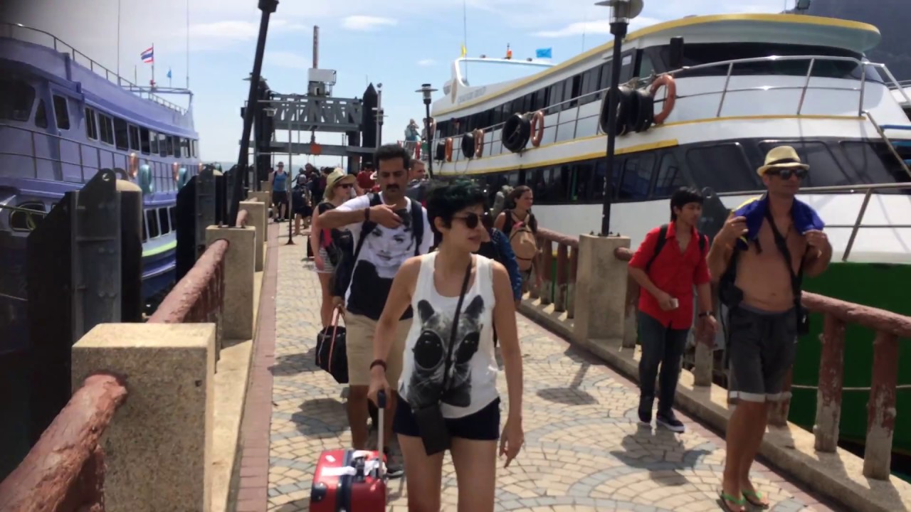 Be prepared for the busy Koh Phi Phi Pier. - YouTube