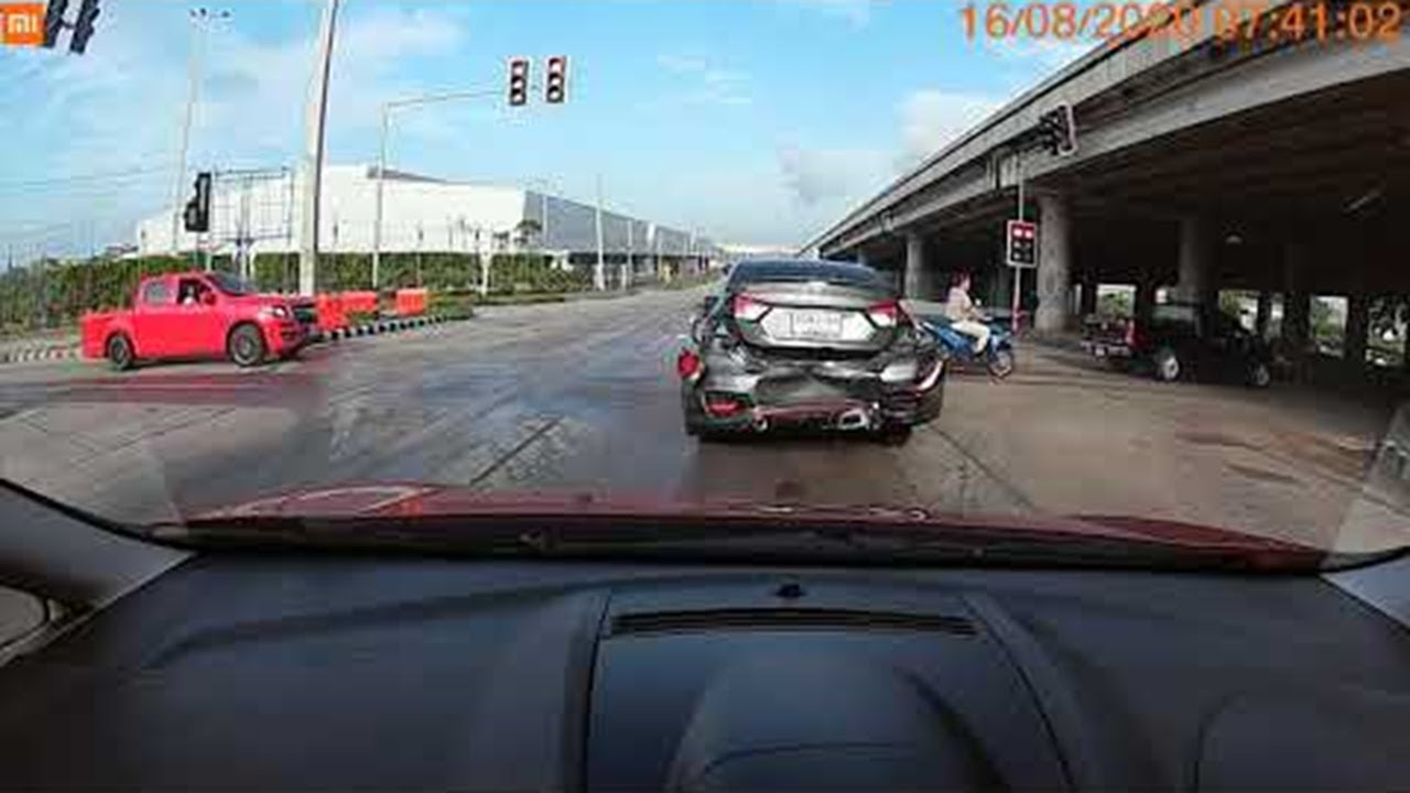 Driver Parked at Red Light Gets Rear Ended into Another Car || ViralHog ...