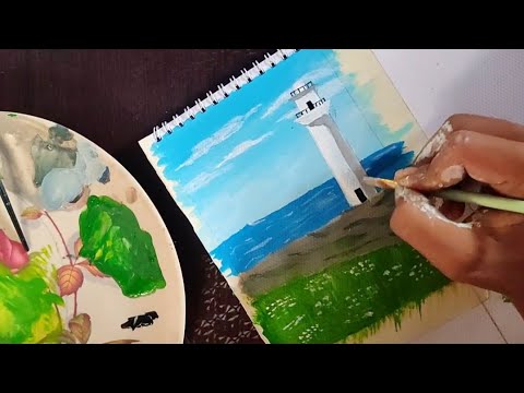 easy step by step landscape painting tutorial for beginners 🖌️🎨🖌️🎨 # ...