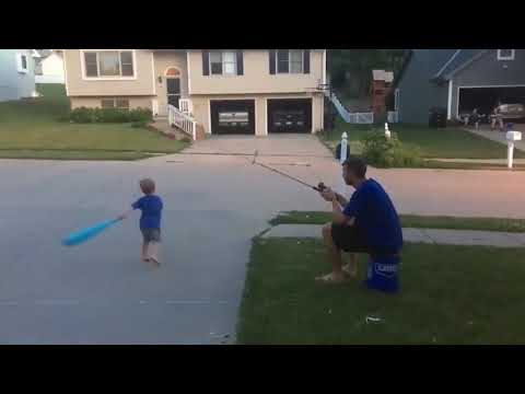 Dad Uses Fishing Rod to Teach Son How to Hit a Baseball - 990820 - YouTube