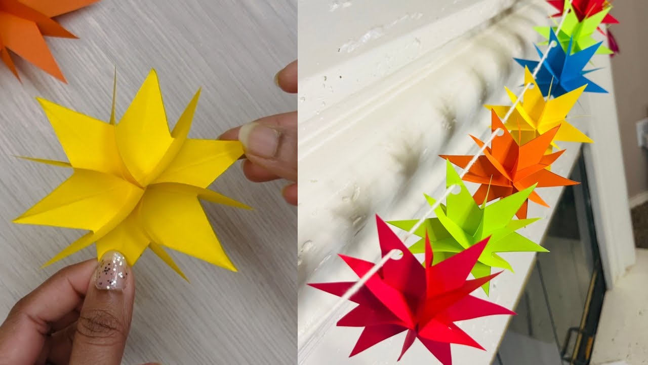DIY paper star garland | How to make a star garland | How to cut a star ...