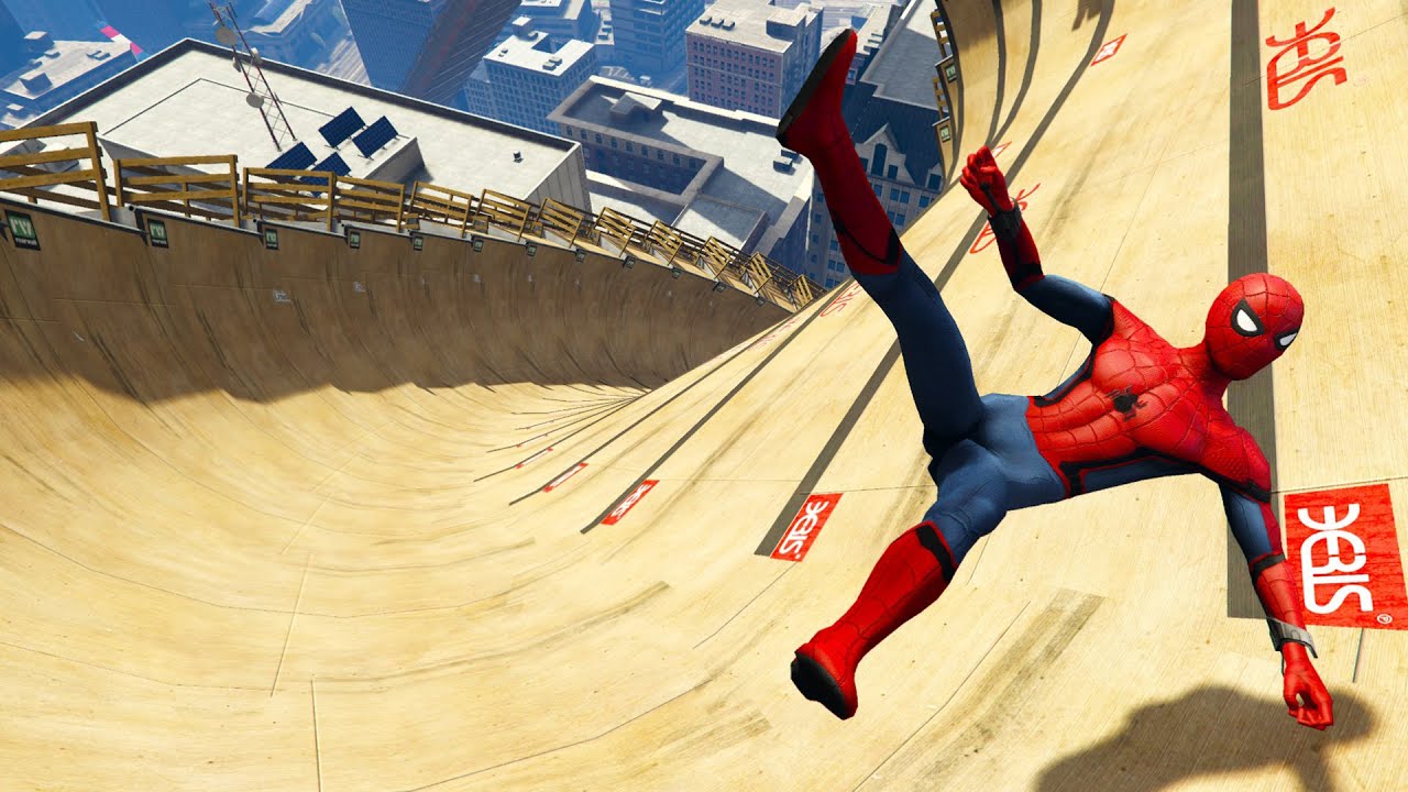 GTA 5 Epic Spiderman Falls || Ragdoll Jumps Fails #16 ( Funny Moments ...