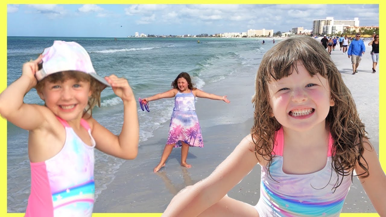 A FUN Day at The Beach with FUN FAMILY THREE Ava Isla and Olivia ! Vacation Vlog - YouTube