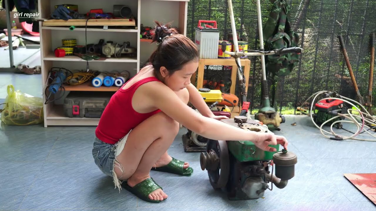 Genius girl repairs tractor engines for customers far away | girl repair - YouTube