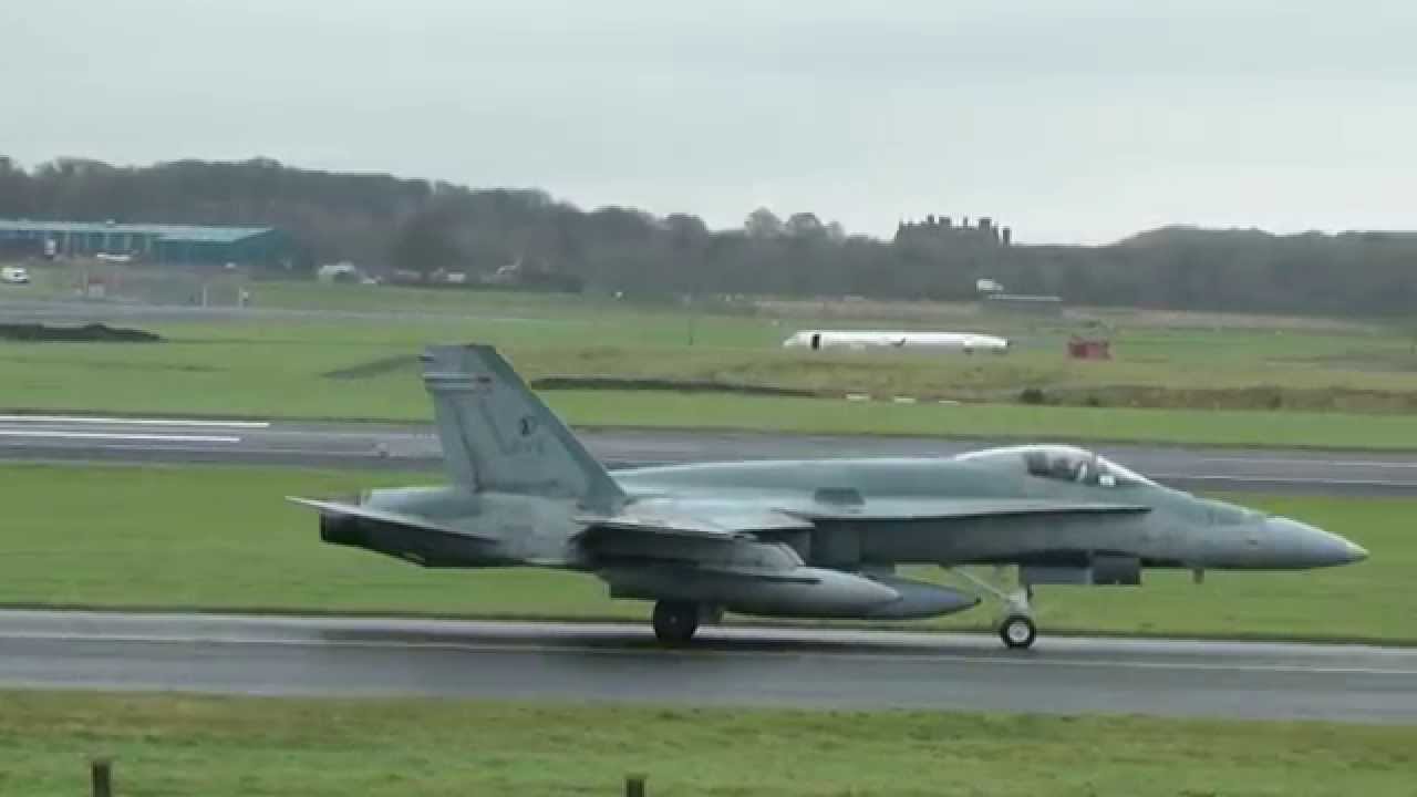 Canadian CF-18 Hornets depart Prestwick for Canada - YouTube