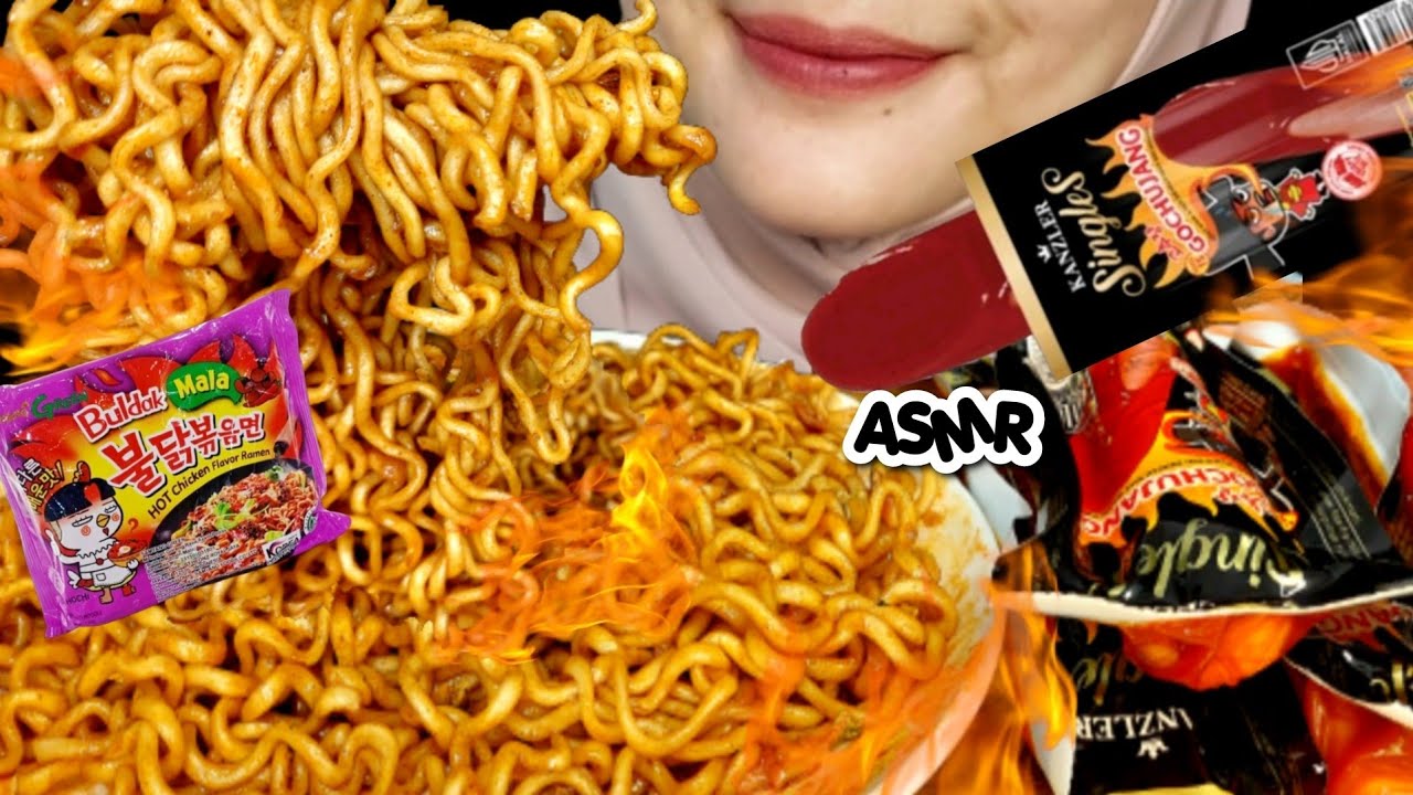 ASMR SAMYANG MALA 4X SPICY FIRE NOODLE, SOSIS KANZLER GOCHUJANG XTRA ...