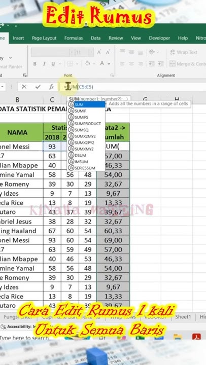 Cara Edit Rumus Sekali Untuk Banyak Baris di Excel #EditRumus #tipsexcel - YouTube