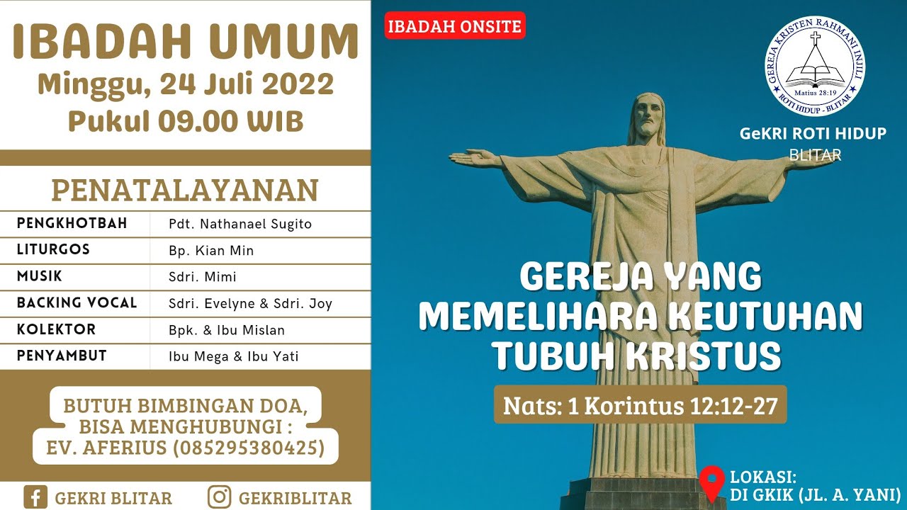 IBADAH UMUM 24 JULI 2022 - GeKRI BLITAR - YouTube