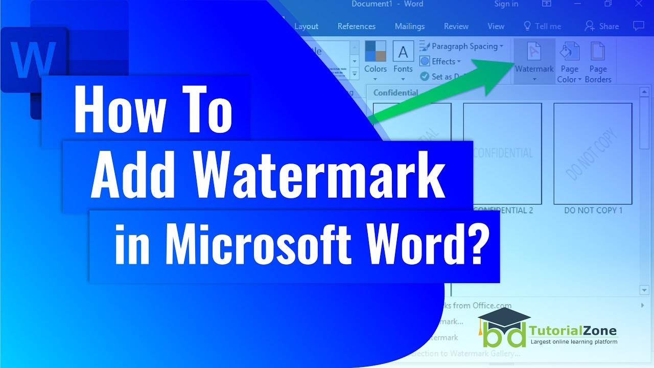 What is Watermark? How to use Watermark in Microsoft word? MS Word ...