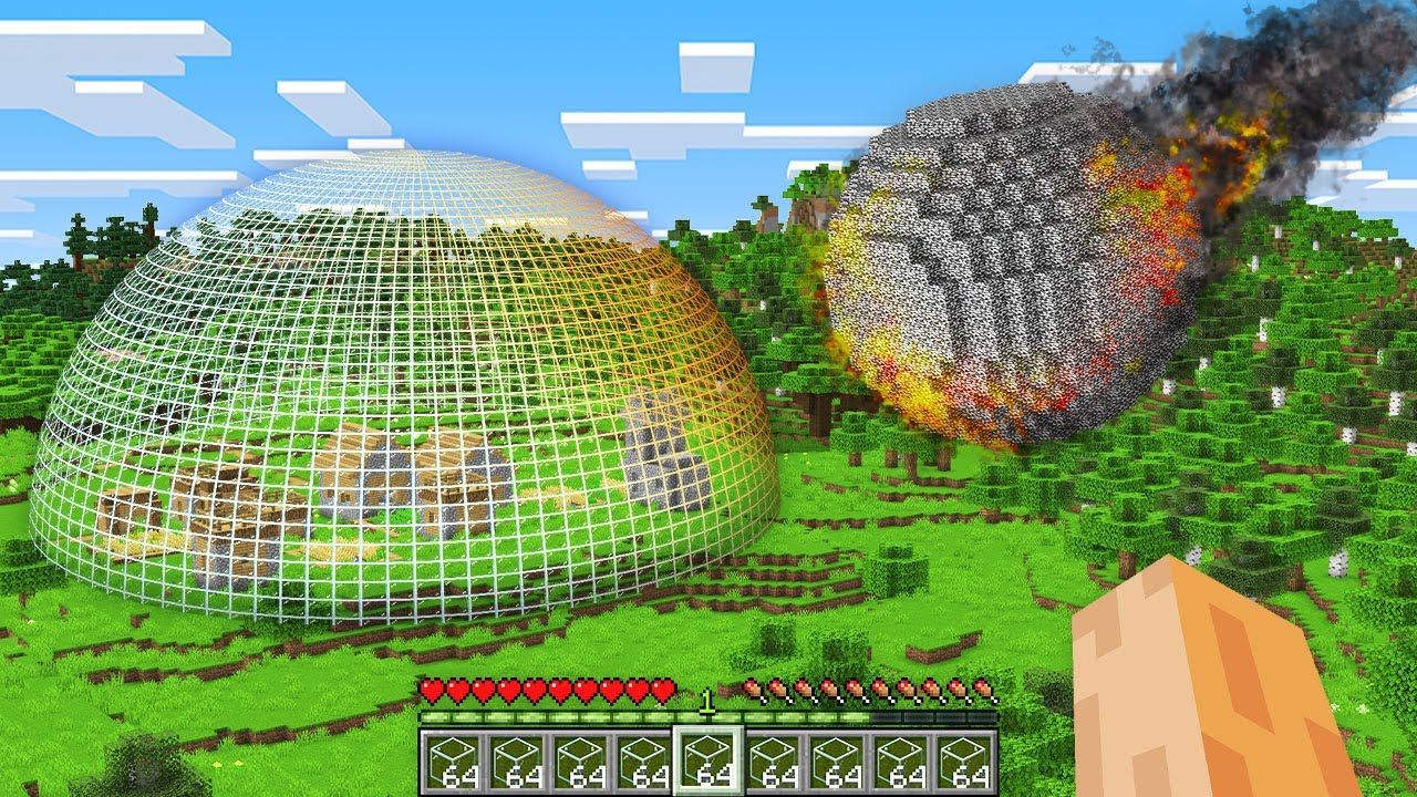 This Round GLASS DOME Defense Village from BEDROCK METEOR in Minecraft ...