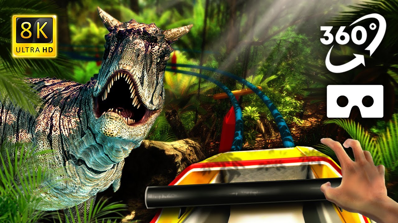 360 VR Dinosaur Jungle Roller Coaster ride in Virtual Reality 8K VIDEO ...