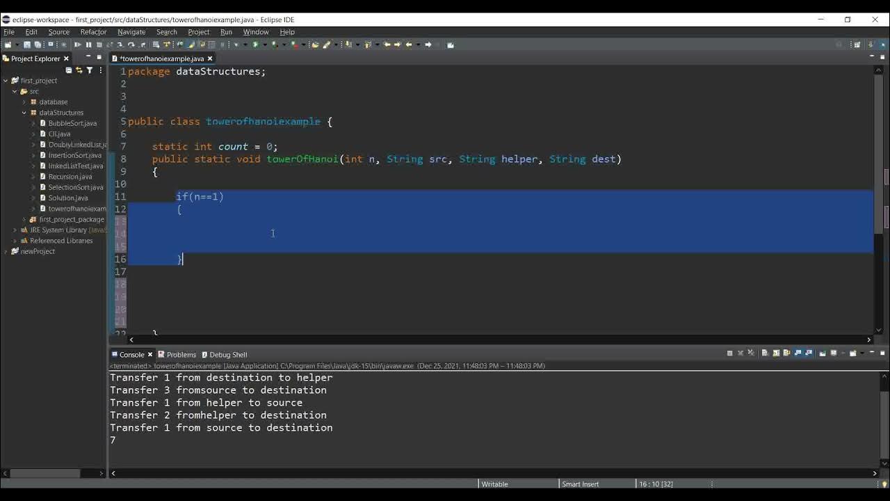 Tower of Hanoi in java - YouTube