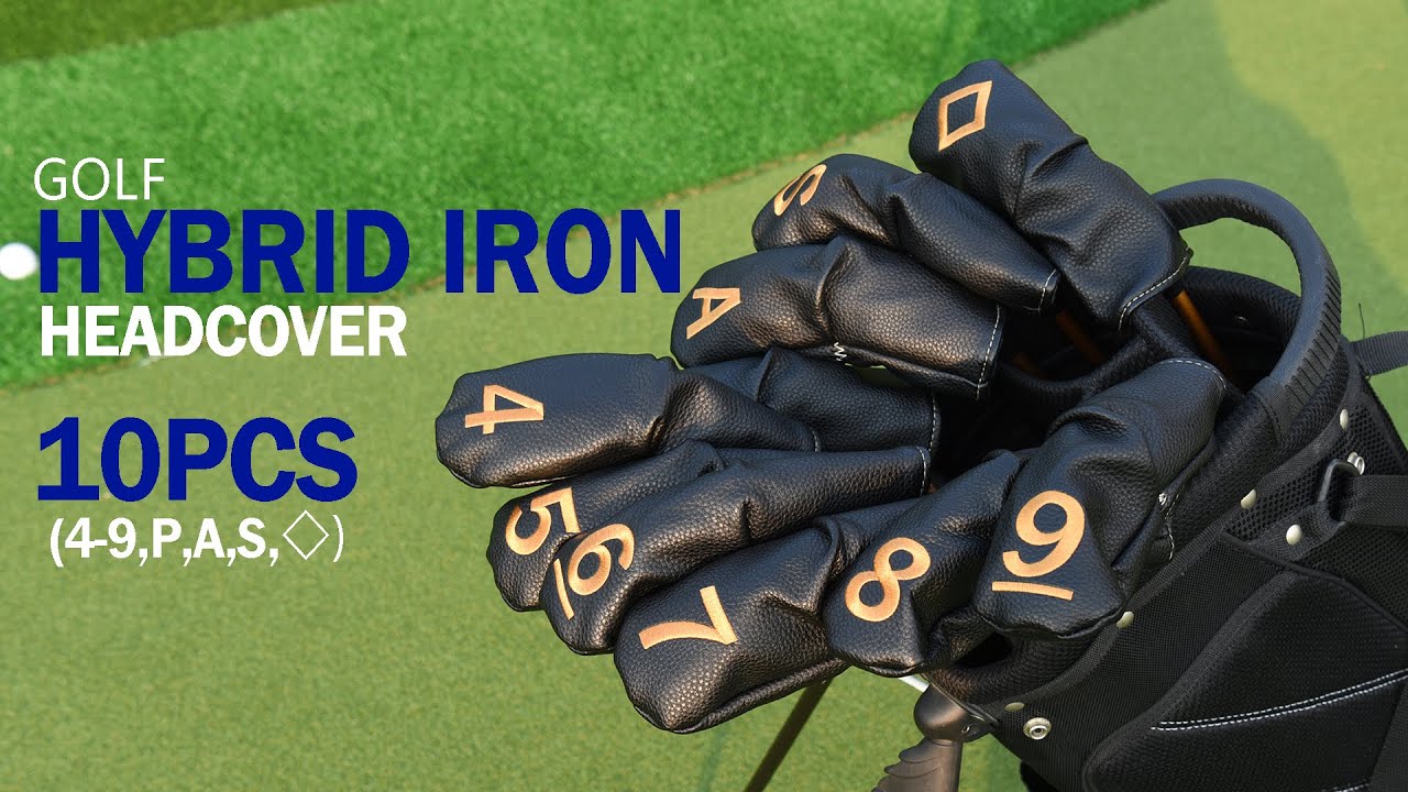 Black Hybrid Iron Head Covers Protector with Large Gold No. - YouTube
