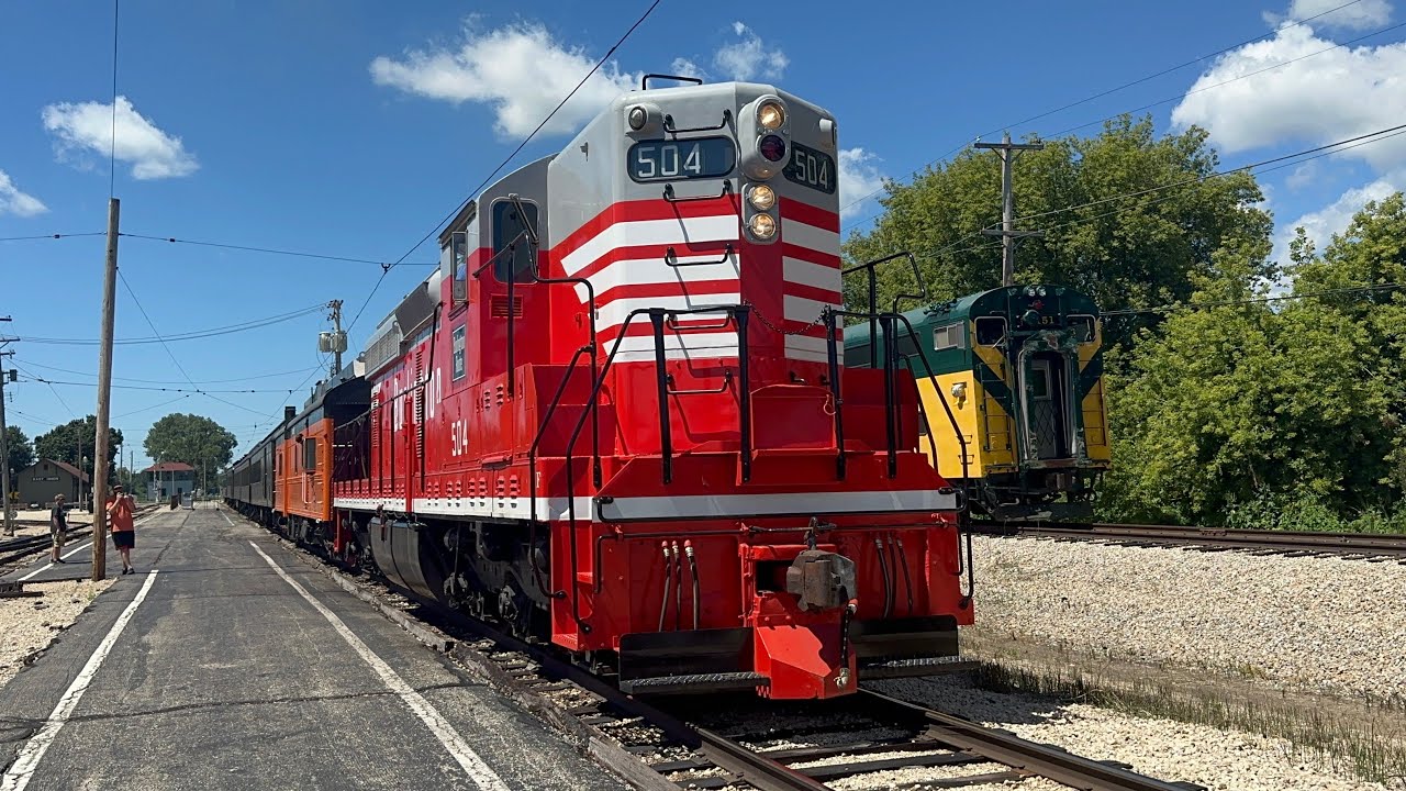 CBQ 504 SD24 leads The Illinois Railway Museum Coach train 8/12/2023 ...