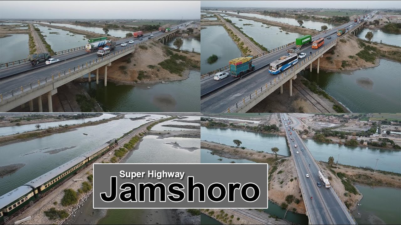 Super Highway Drone View | Train Passing Beautiful View | Karachi to ...