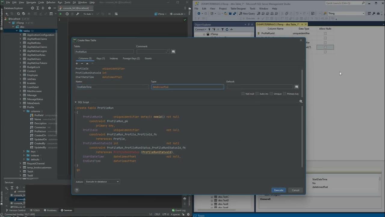 DataGrip vs SSMS: Create New Tables - YouTube