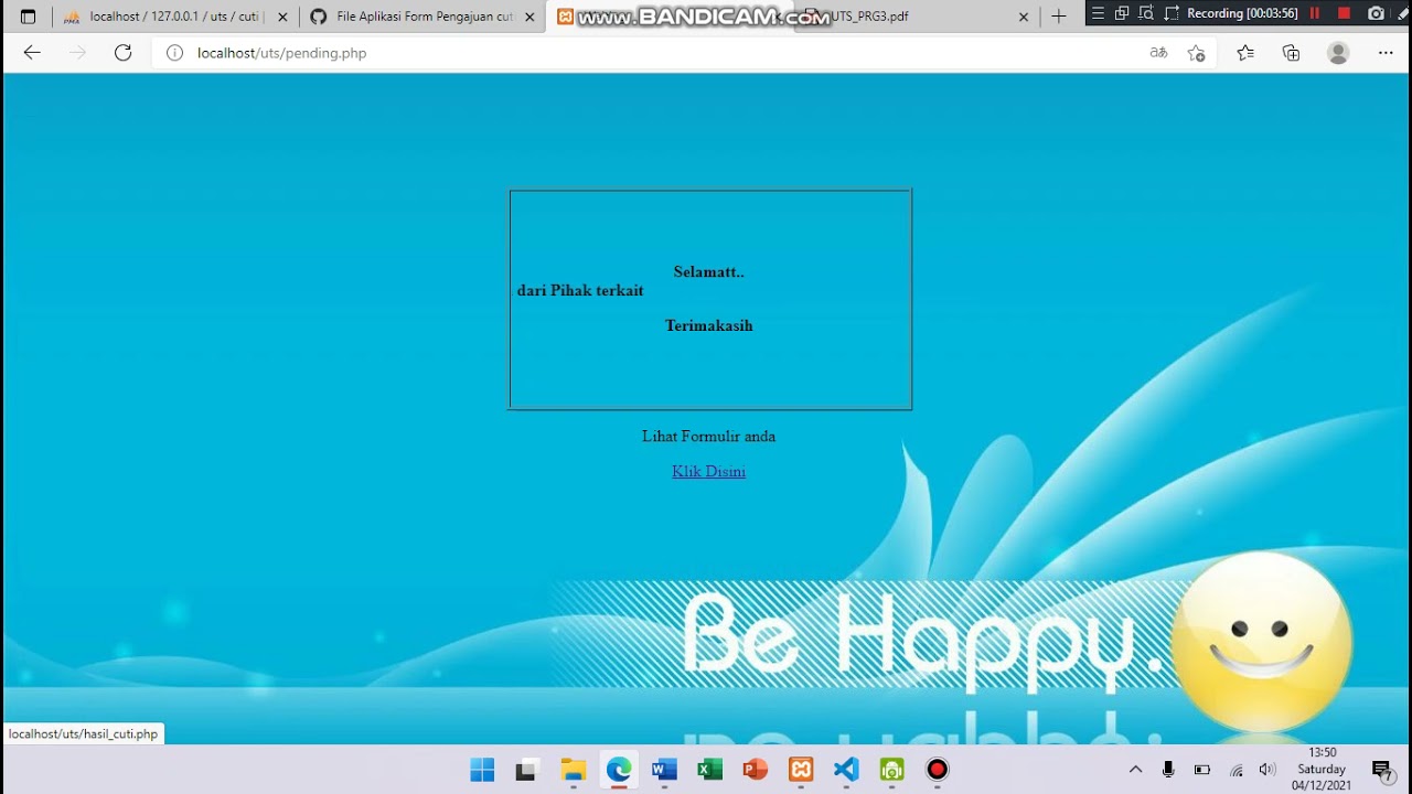 Tugas UTS Membuat Form cuti Sederhana (PHP) - YouTube