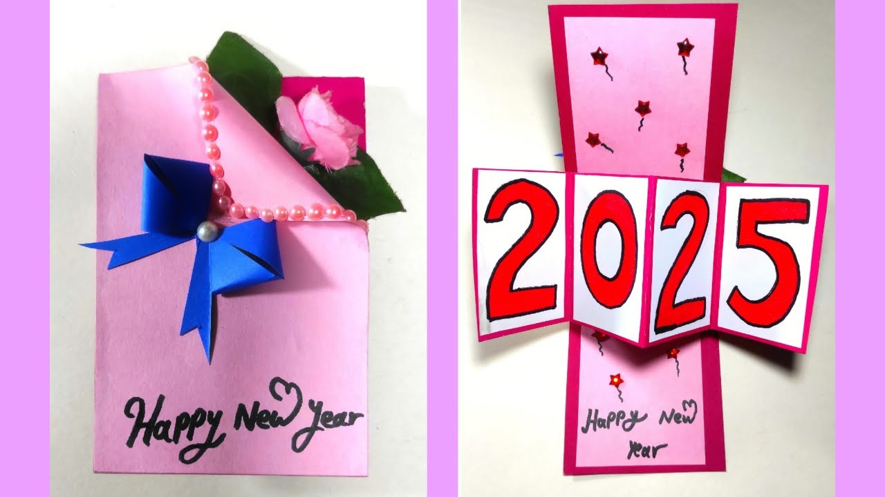How To Make Happy New Year Greeting Card 2025 | DIY New Year Greeting ...