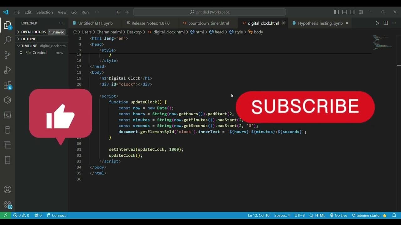 Digital Clock ⏰ Program Using Html Css Digitalclock Html Css Youtube
