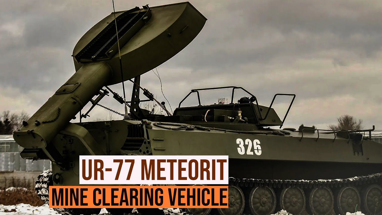 Rare Moment! Russian UR-77 Meteorit mine clearing vehicle fires a ...
