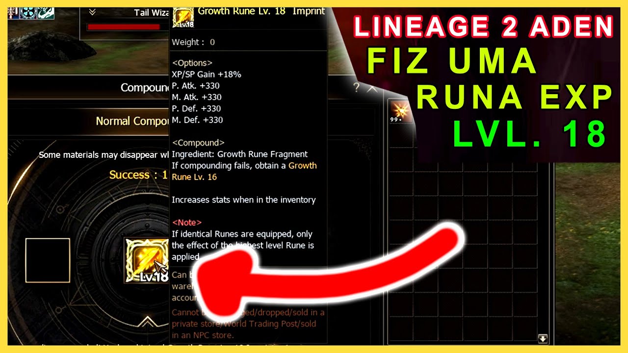 Lineage 2 Aden - Fiz Uma RUNA de EXP Level 18 !!! Mas Não Foi Fácil ...