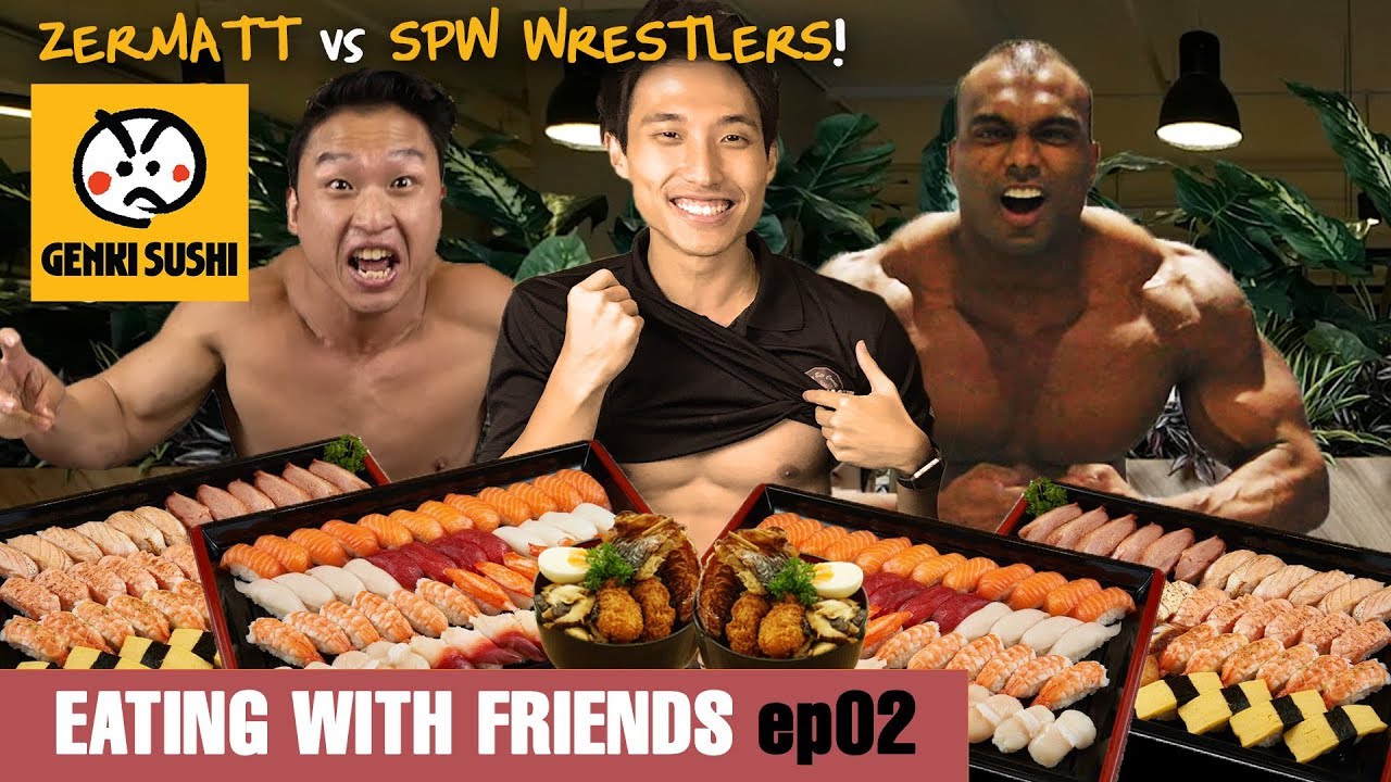 200 Piece SUSHI CHALLENGE vs Pro Wrestlers! | Eating with Friends ...
