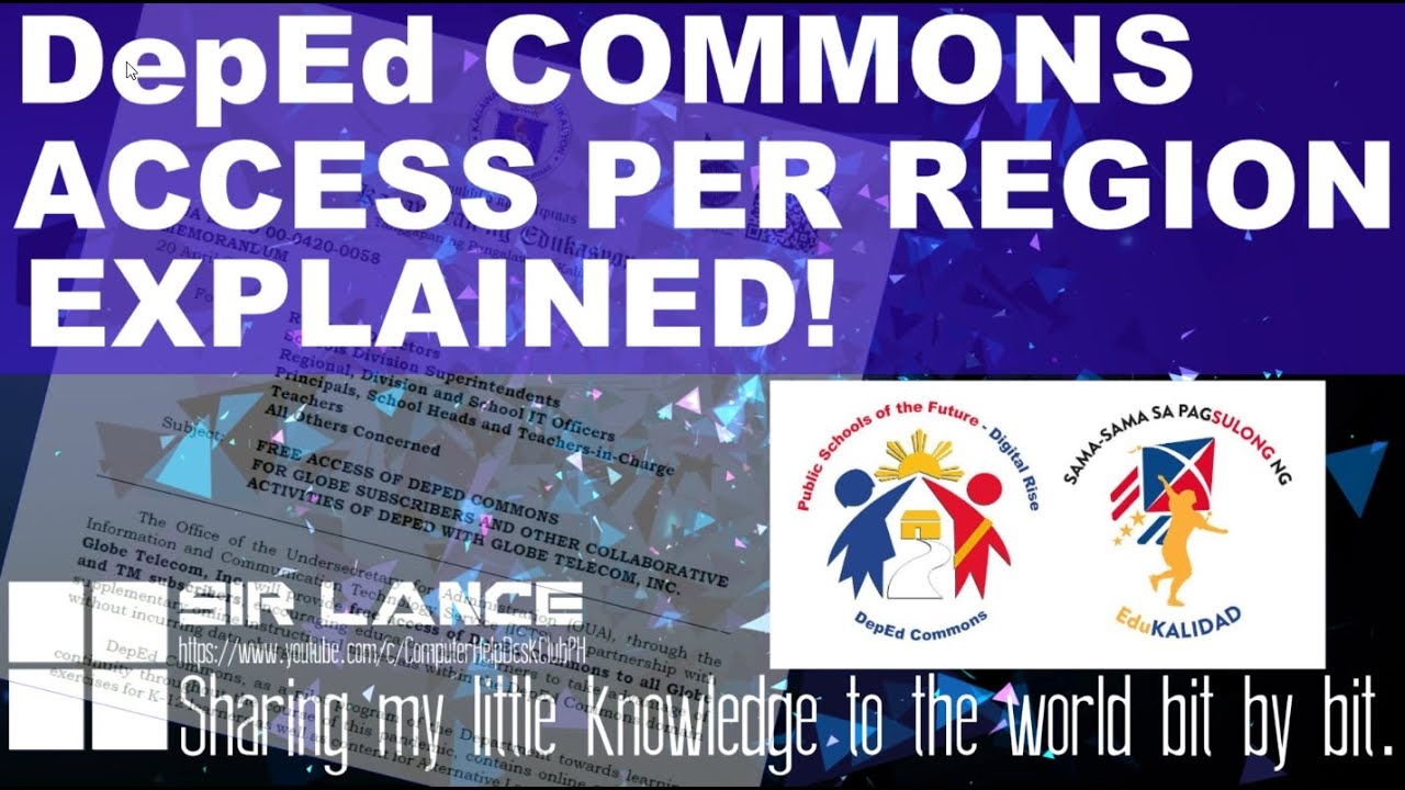 DEPED COMMONS ACCESS PER REGION EXPLAINED! - YouTube
