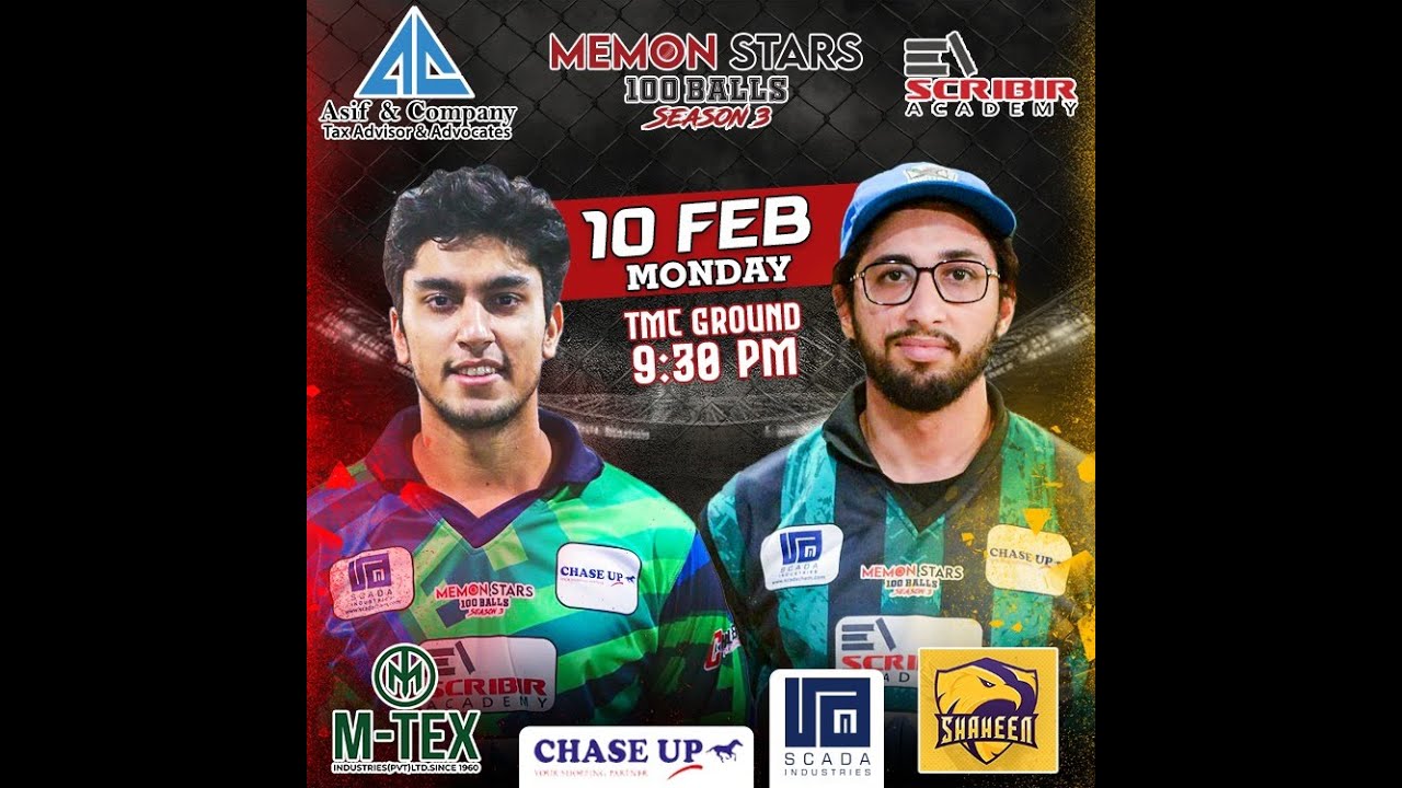 Memon Stars 100 Balls Season 3 | Match No.11 | M-TEX vs ACAS Shaheen ...