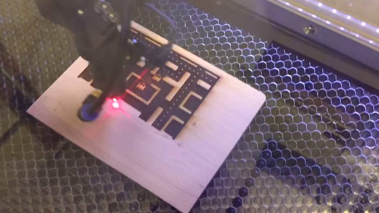 Cutting Pac Man on laser - YouTube