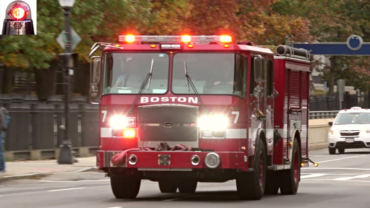 Boston Fire Engine 7 Responding Q-Siren and Air Horns - YouTube