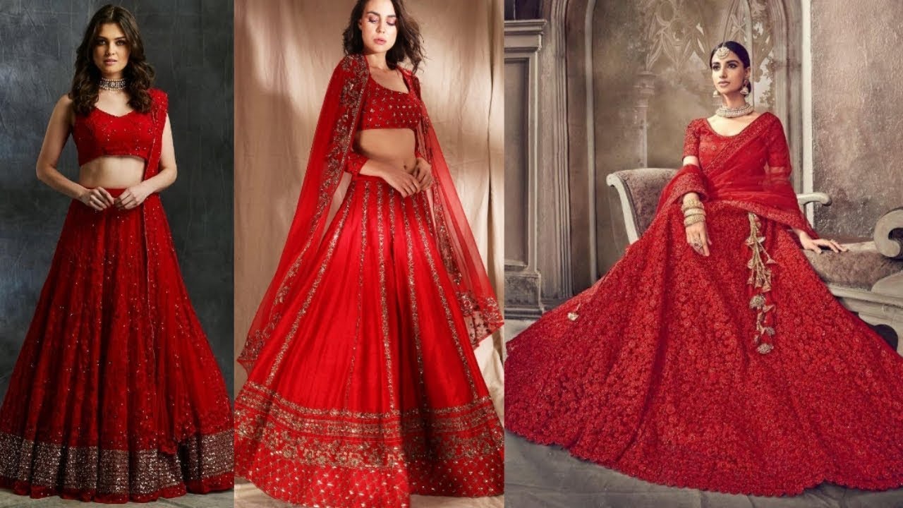 Latest Stylish red lehenga designs/Attractive red lehenga choli designs ...