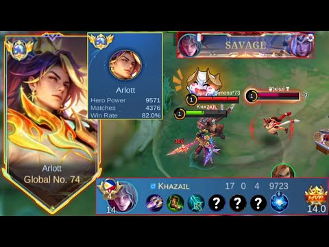 Savage!! Global arlott hard carry, after getting ganged in lane multiple times | Mobile legends 