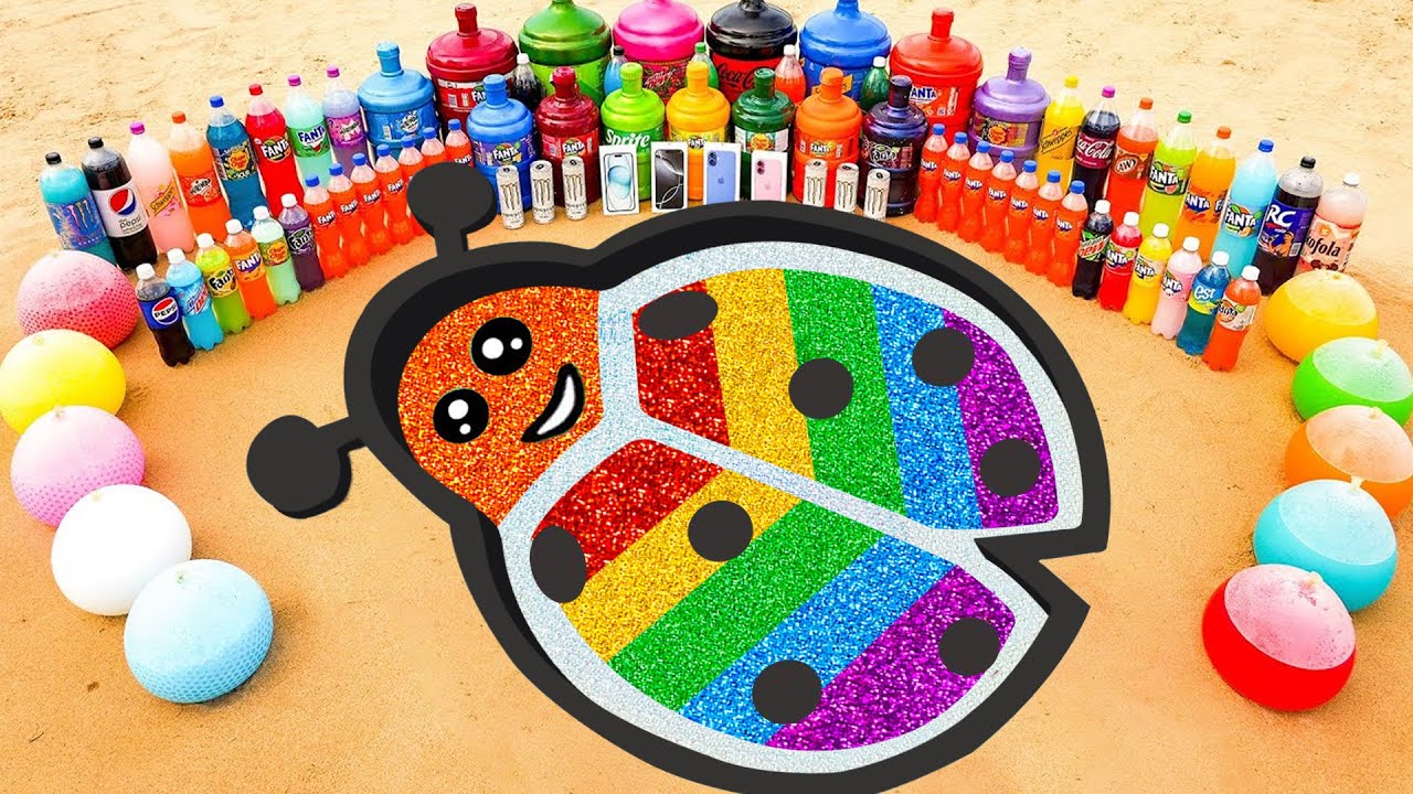 How to make Rainbow Beetle with Glitter Slime, Orbeez Colorful, Giant ...