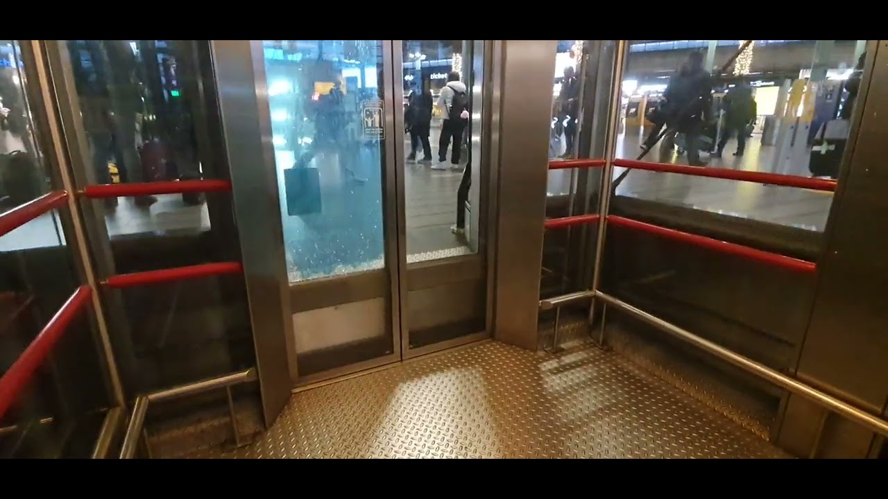 RIP!! A WDE elevator mod. by Thyssen Krupp @ Railroad station Schiphol Airport, Platform 1-2 ...