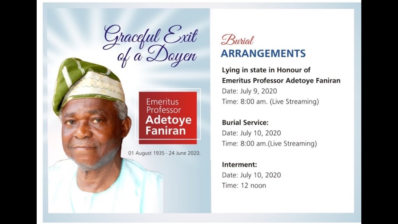 Emeritus Prof Adetoye Faniran (Life in Review) - YouTube
