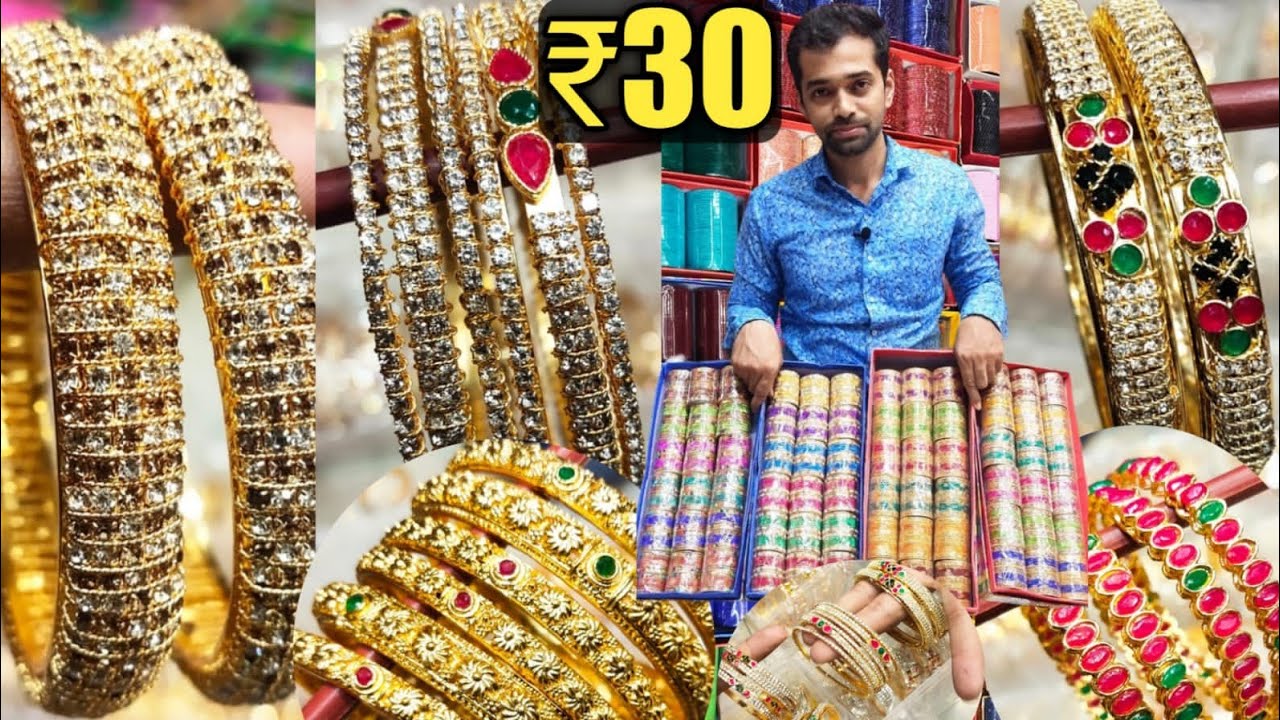 bangle wholesale market in Hyderabad // designer bangles in wholesale market Begum Bazar - YouTube