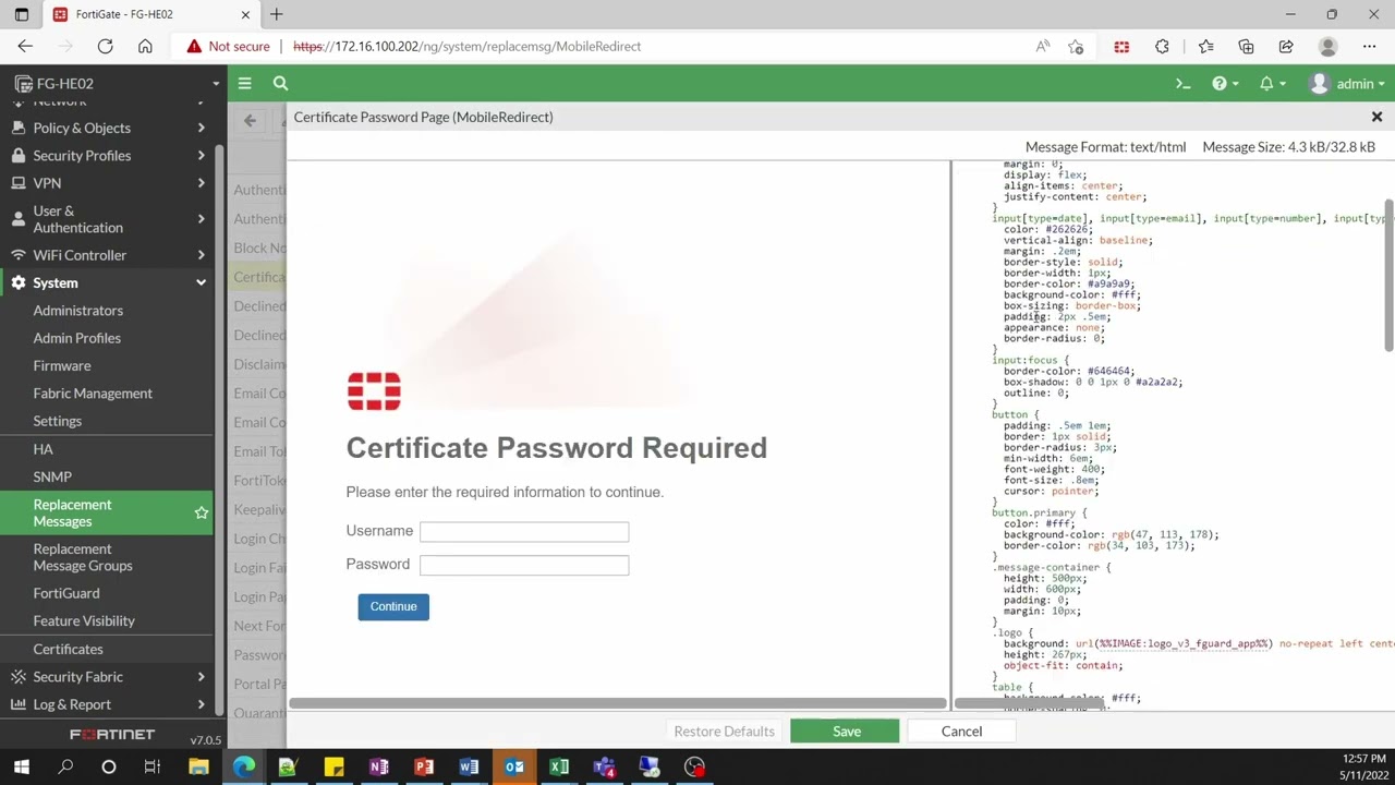 FortiGate Replacement Message With Redirect - YouTube