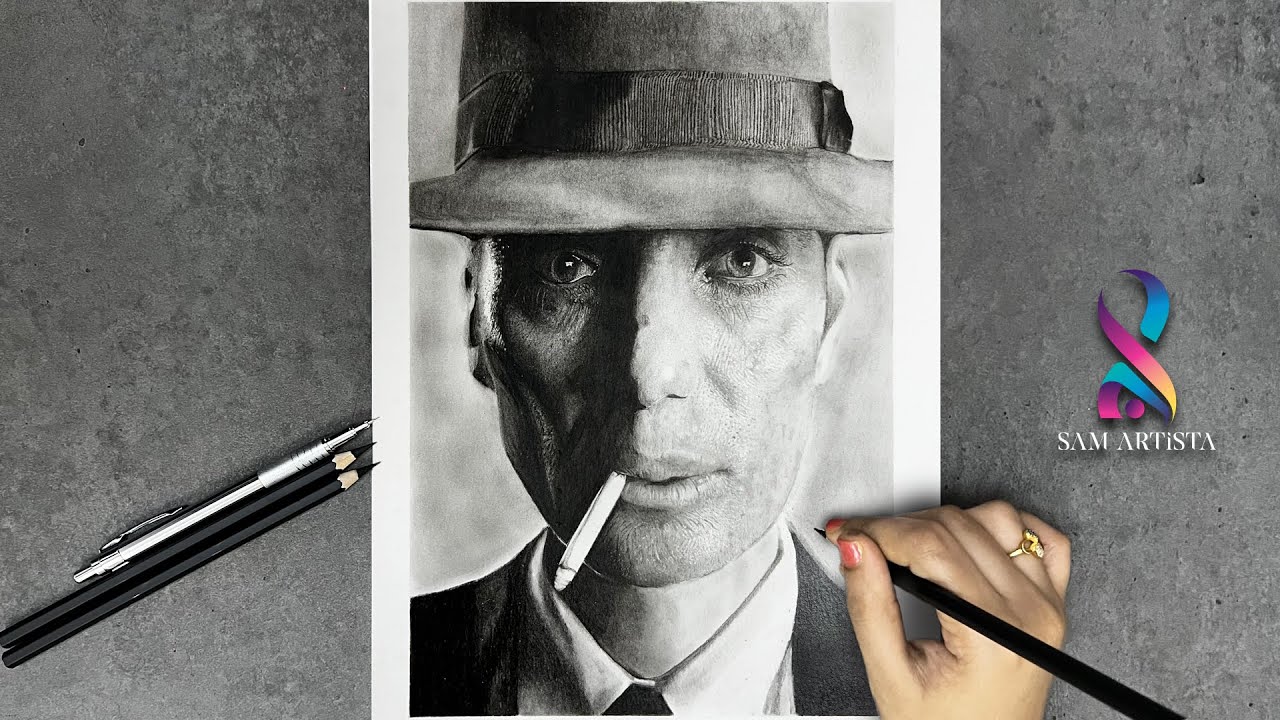 Oppenheimer | Cillian Murphy | Realistic Charcoal Pencil Drawing# ...