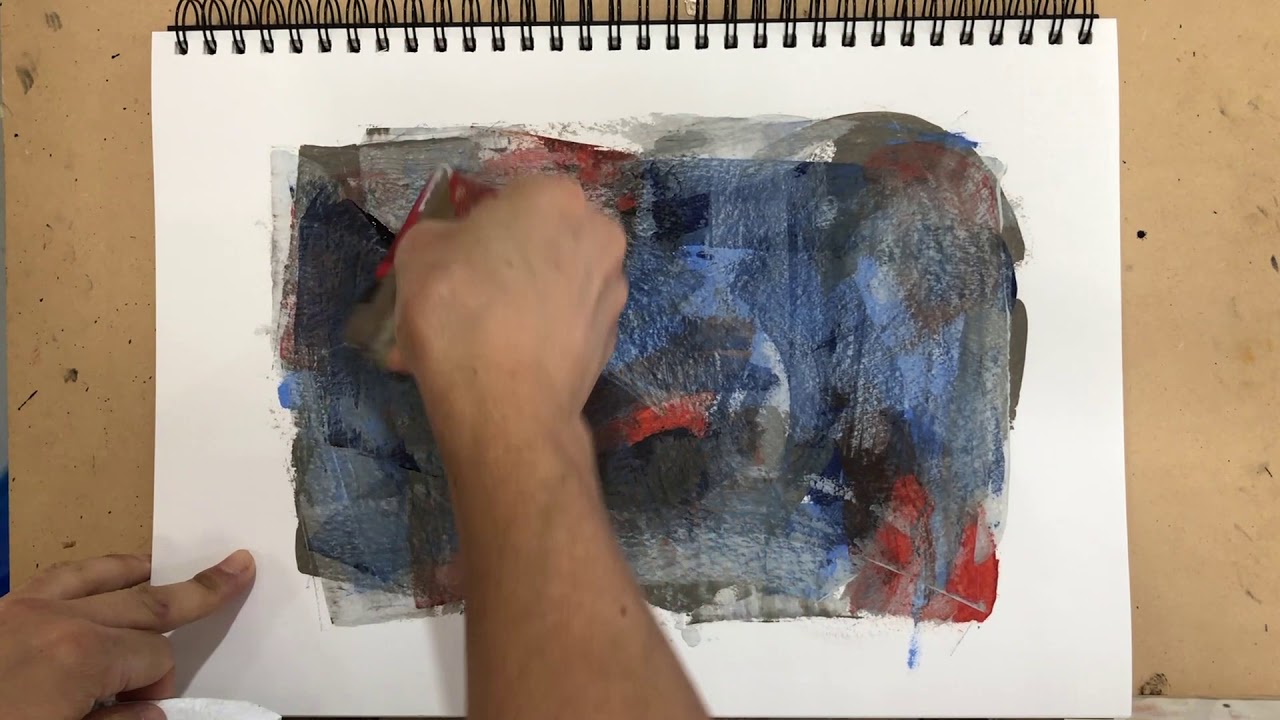 Oil and oil stick on paper #17 - YouTube