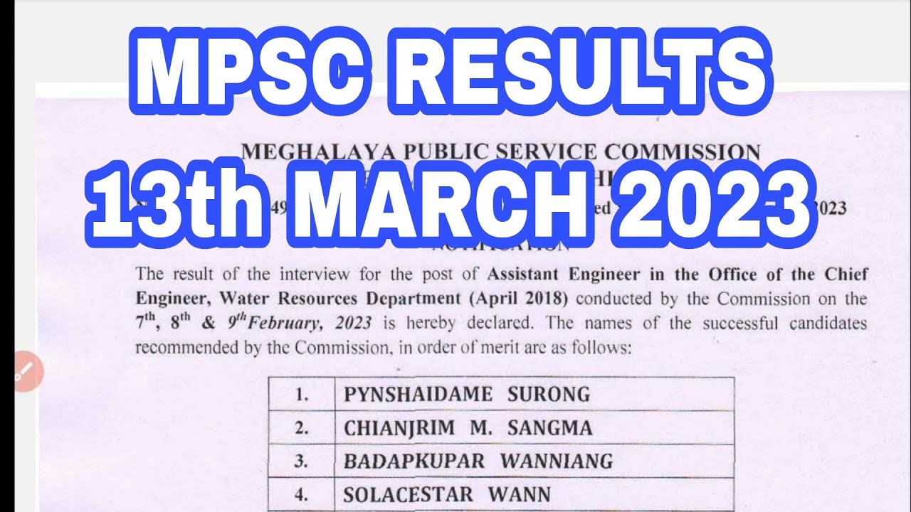 MPSC RESULTS DATE 13 MARCH 2023 - YouTube