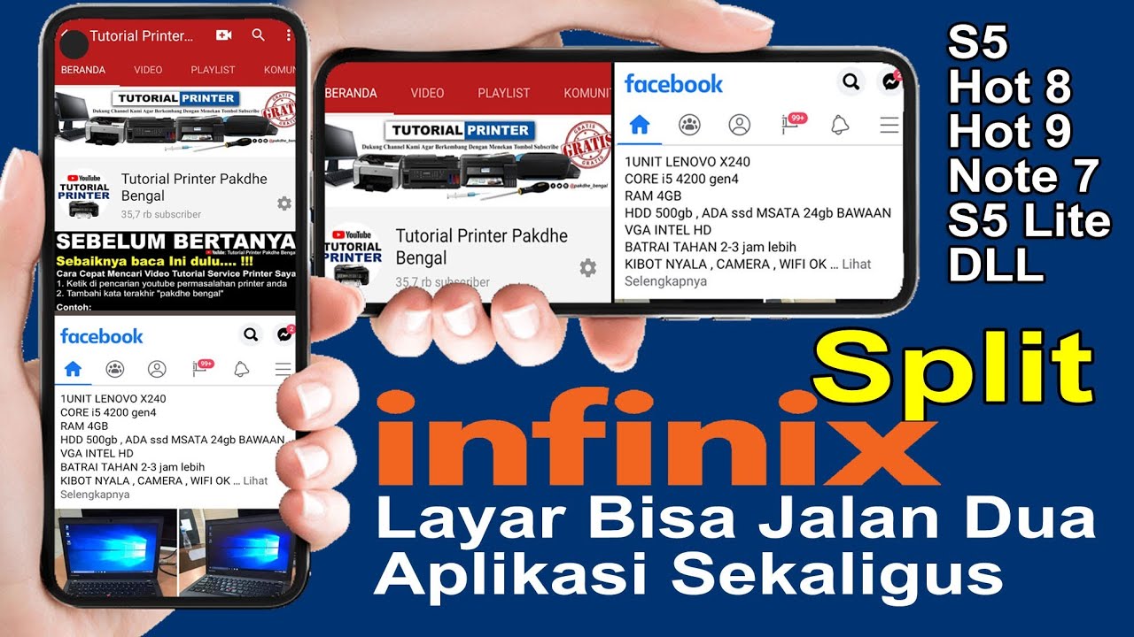 SPLIT LAYAR HP INFINIX BISA JALAN 2 APLIKASI SEKALIGUS - YouTube