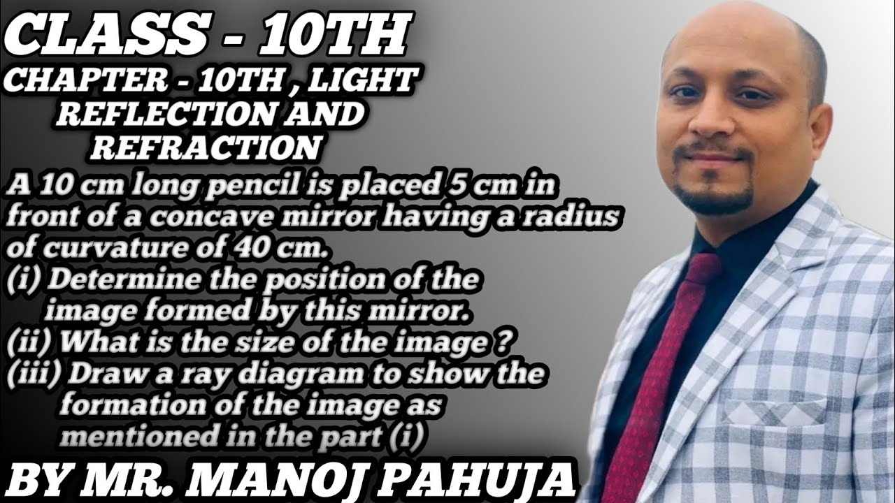 A 10 cm long pencil is placed 5 cm in front of a concave mirror having ...
