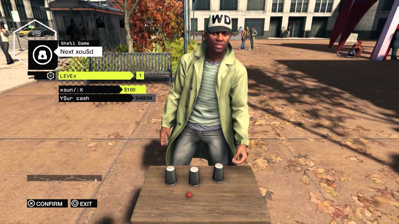 WATCH DOGS street hustler, betting on cup & ball game - YouTube
