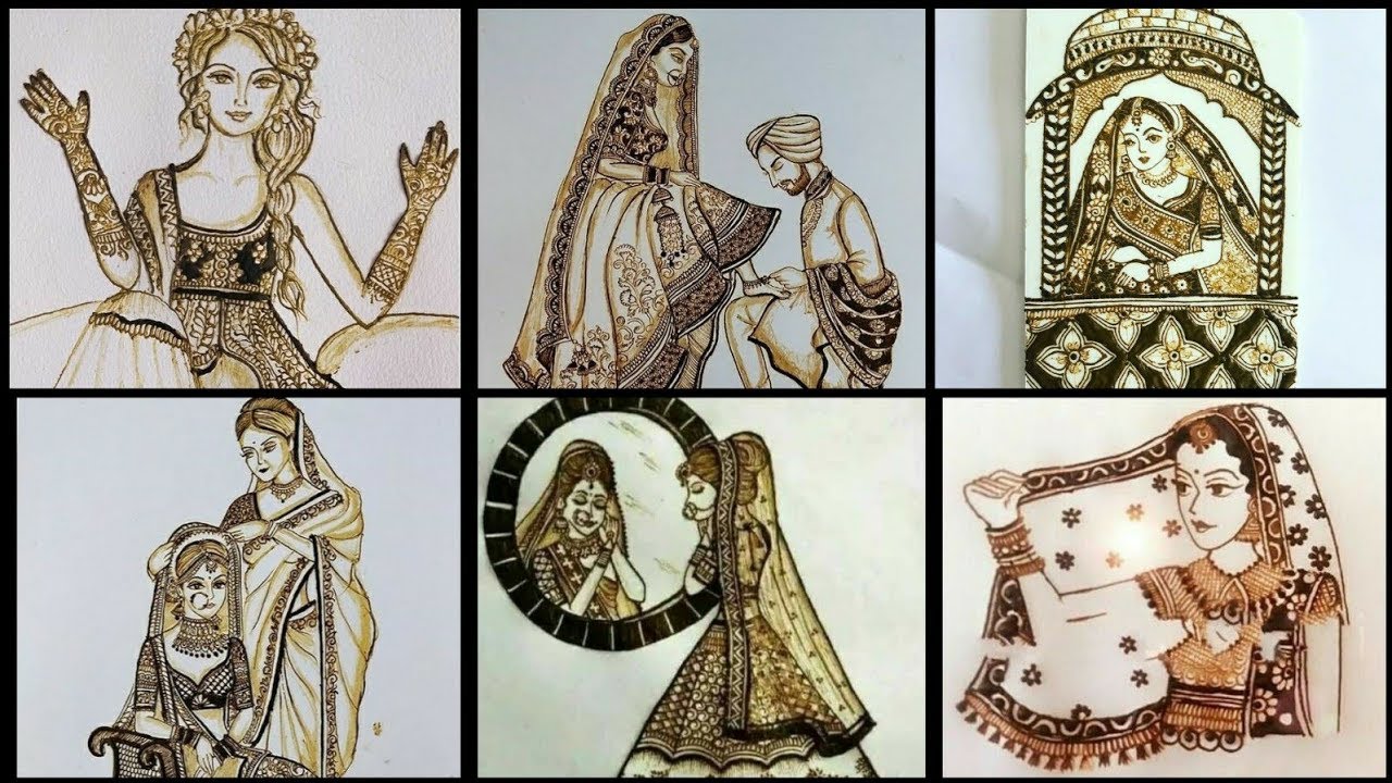 Dulhan Sketch Mehndi Designs / Mehndi Dulhan Drawing Images Part 2 ...